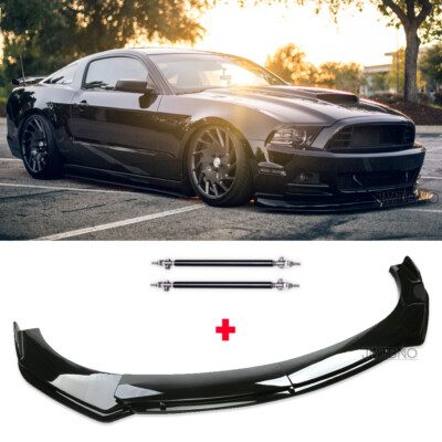 Front Bumper Lip Splitter Spoiler Glossy +Strut Rods For Ford Mustang ...