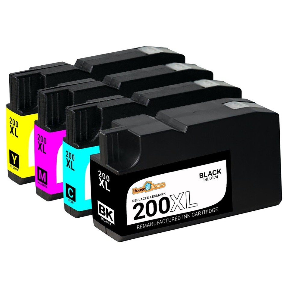 4PK Ink Cartridges for Lexmark 200XL fits OfficeEdge Pro 4000 5500 ...