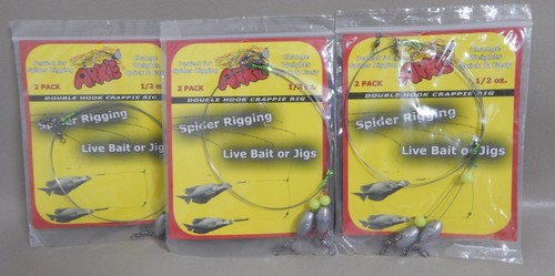 Lot of 3 ARKIE SPIDER RIGGING Double Hook Crappie Rig 1/2oz Troll Jigs ...