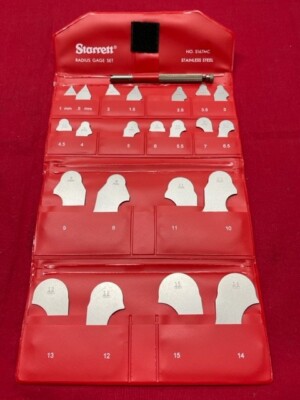 Starrett S167MCHZ Radius Gage Set 0.5-7mm & 8-15mm Range, 22 Gages | eBay
