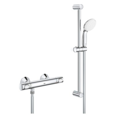 Grohe Grohtherm 500 Thermostatic Shower Mixer with Riser Rail and ...