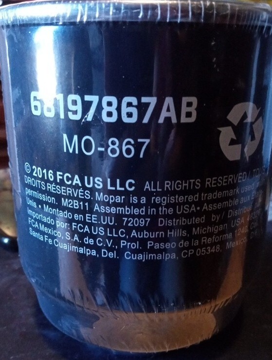 68197867AB OEM Fuel/Water Genuine Separator Filter New Free Shipping ...