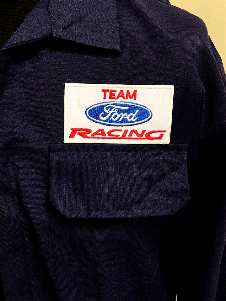 Retro Ford Racing Badged Zip Front Navy Boiler Suit Overalls Size S 35 ...
