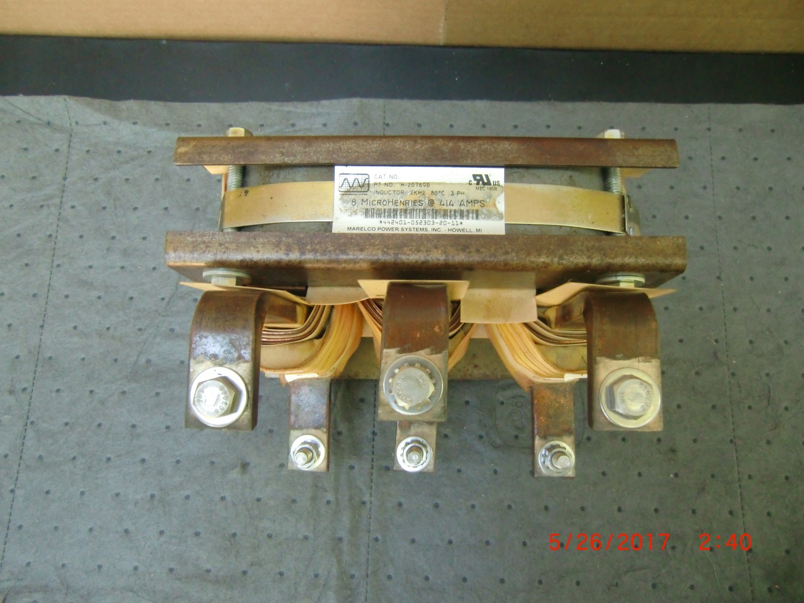 MARELCO POWER SYSTEMS INC 3-PHASE LINE REACTOR, 8UH, 414A, 600VAC. P/N ...