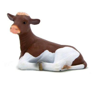 Mojo Fun 387101 Ayrshire Calf Lying - Farm Animal Toy Cow Replica Model ...