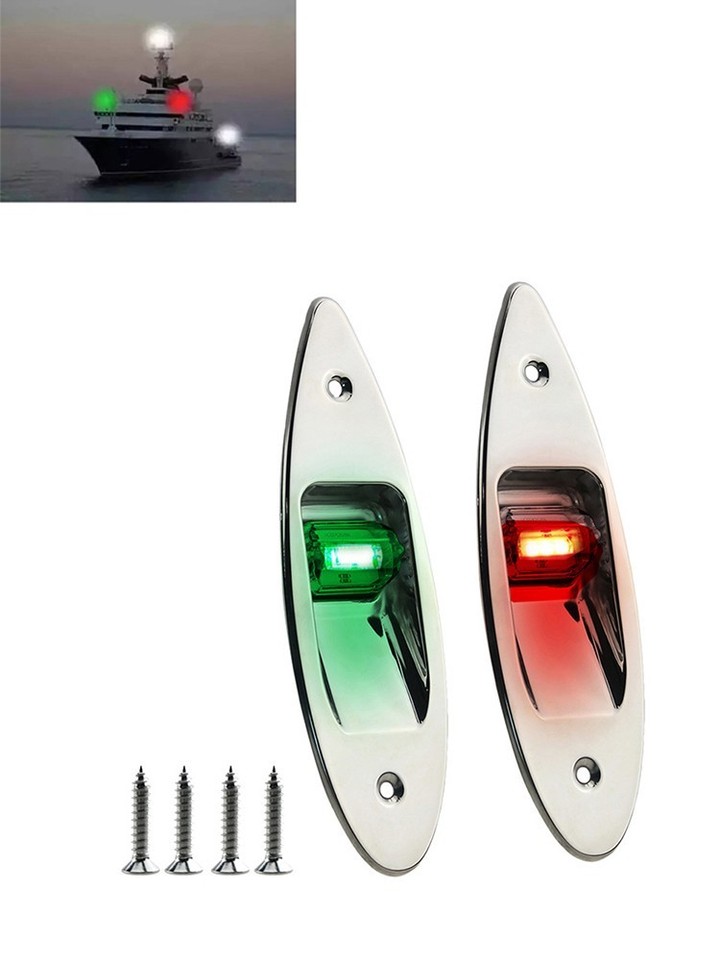 2x RedGreen Marine Boat Navigation LED Side Tear Drop Light Vertical ...