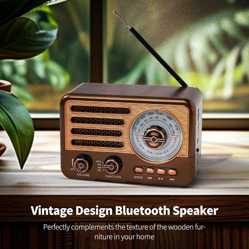 Portable Retro Radio FM/AM/SW Radio Receiver Vintage Bluetooth ...