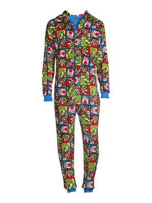 Mens Super Mario Union Suit One Piece Pajamas Halloween Costume Bros ...