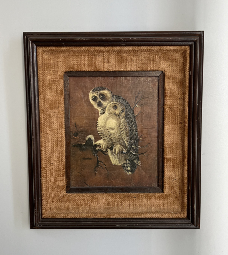 Vintage Richard Hinger Snowy Owls Birds Lithograph Framed Print 10" x 8 ...