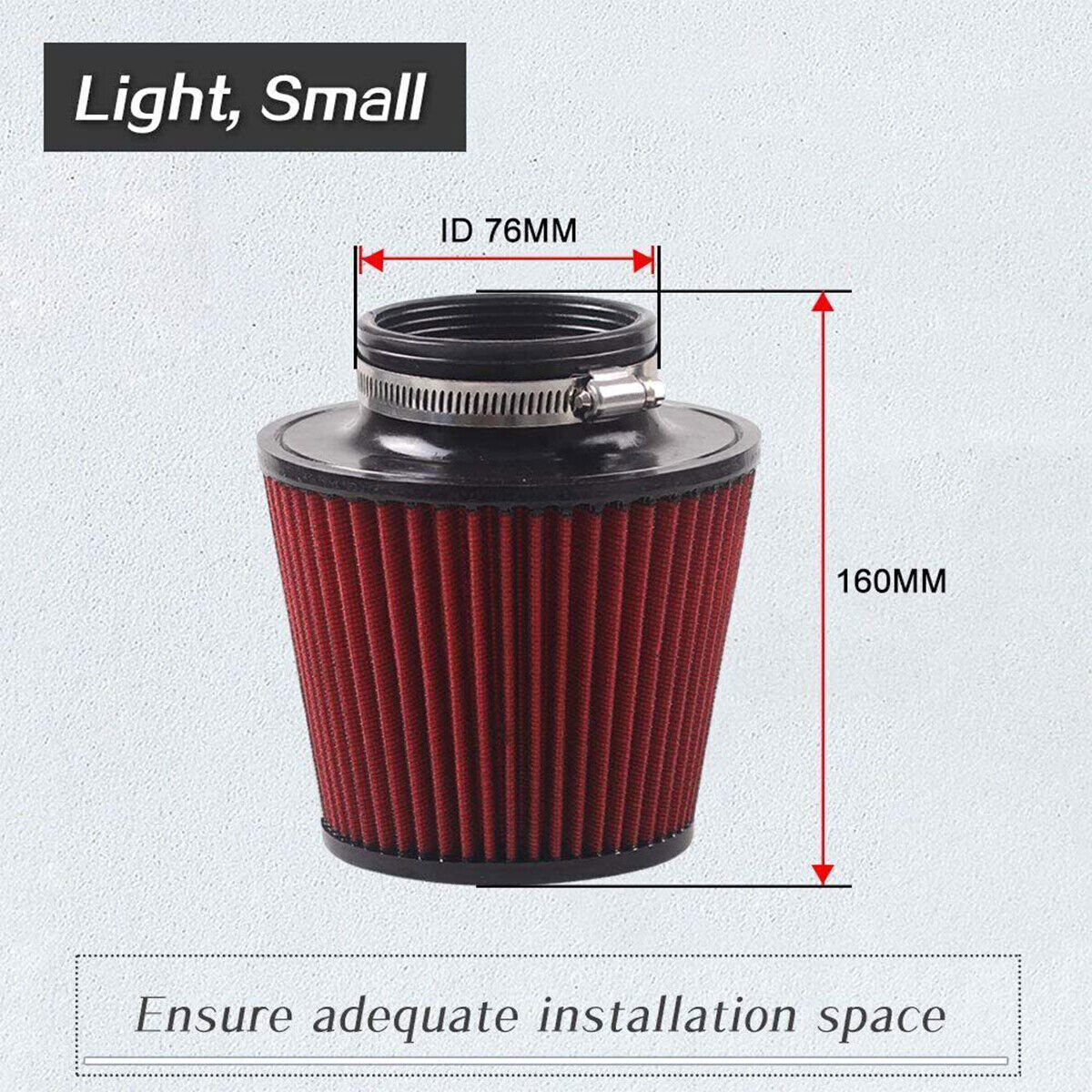 Car Cold Air Intake Filter Induction Kit 3" Pipe Aluminum Power Flow ...