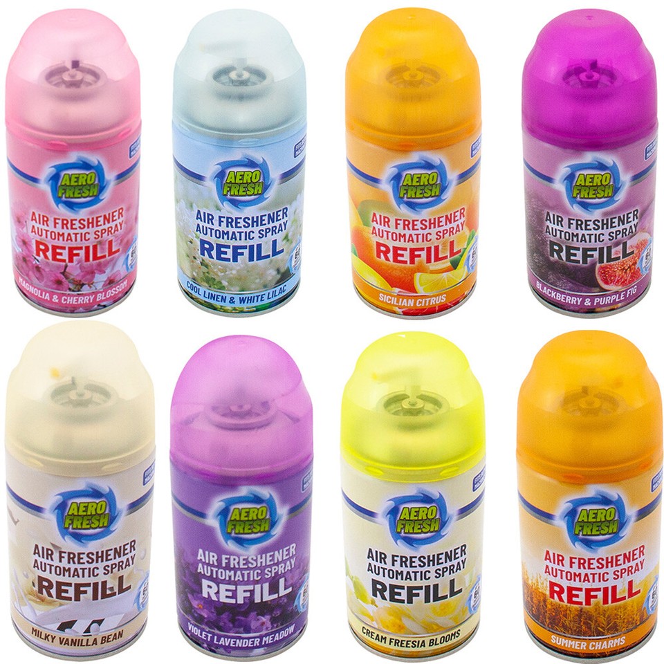 SET OF 12 AIR FRESHENER AUTOMATIC SPRAY REFILL CANS FRAGRANCE AROMA ...