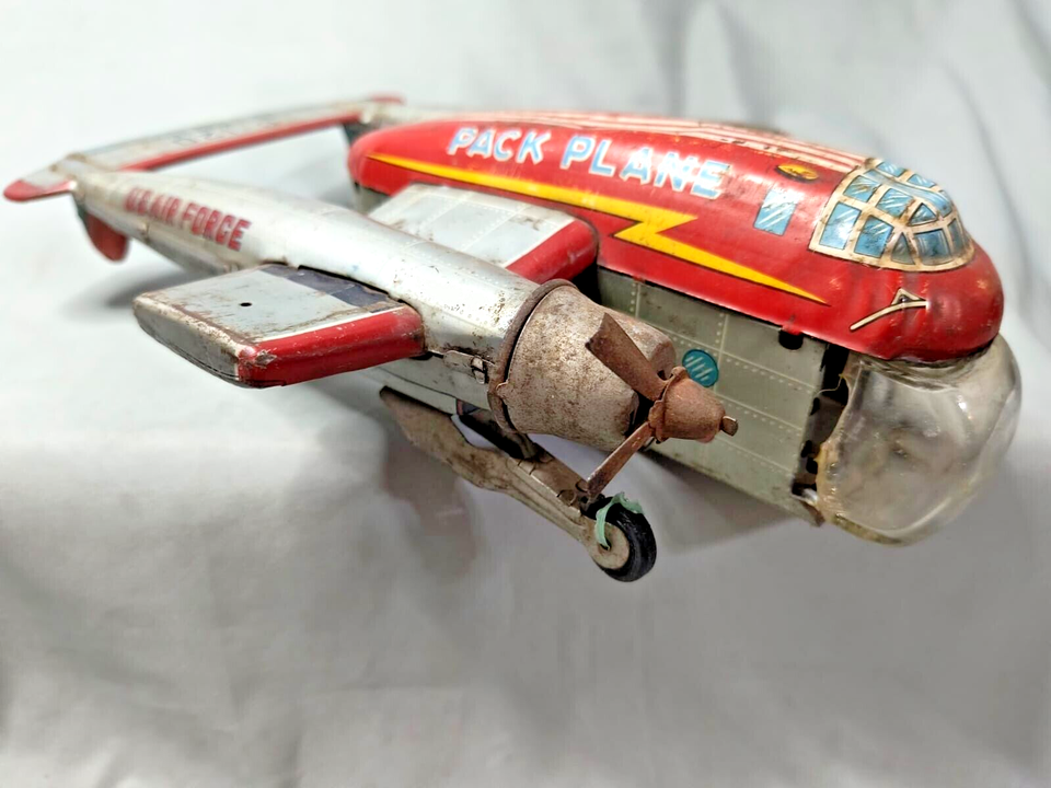 VINTAGE VERY RARE JAPAN TIN LITHO PACK PLANE US AIR FORCE C-120 ...