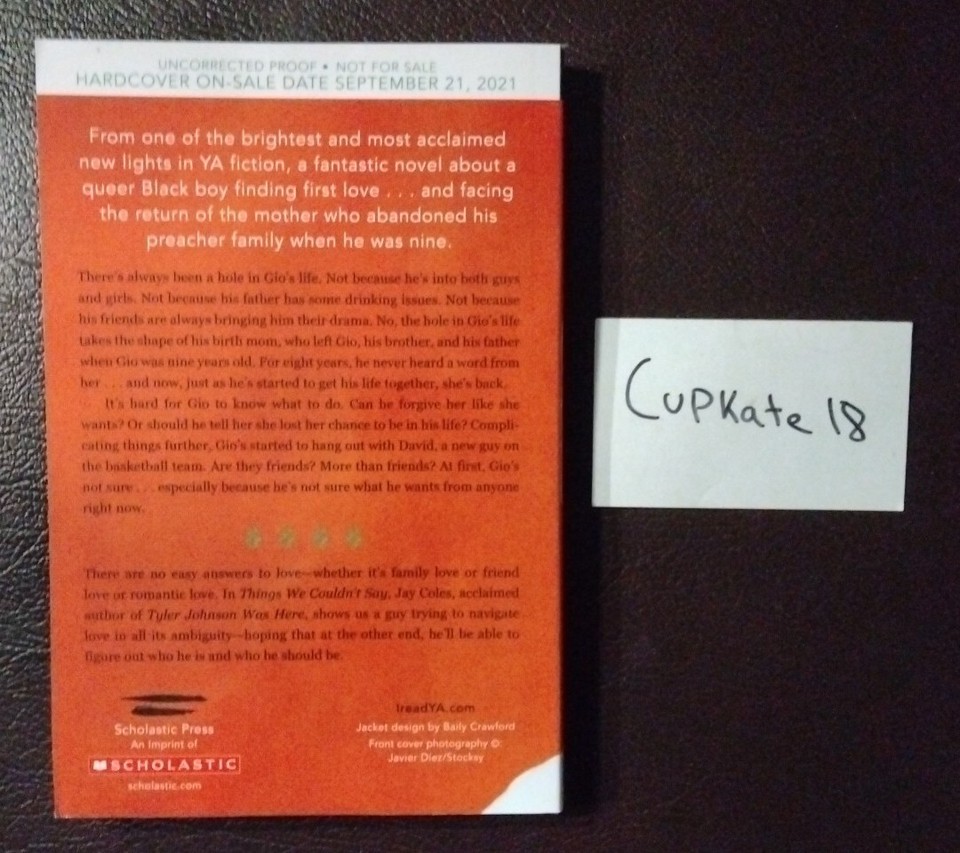 Things We Couldn't Say by Jay Coles 9/21 Paperback NEW ARC Advance Reader Copy | eBay