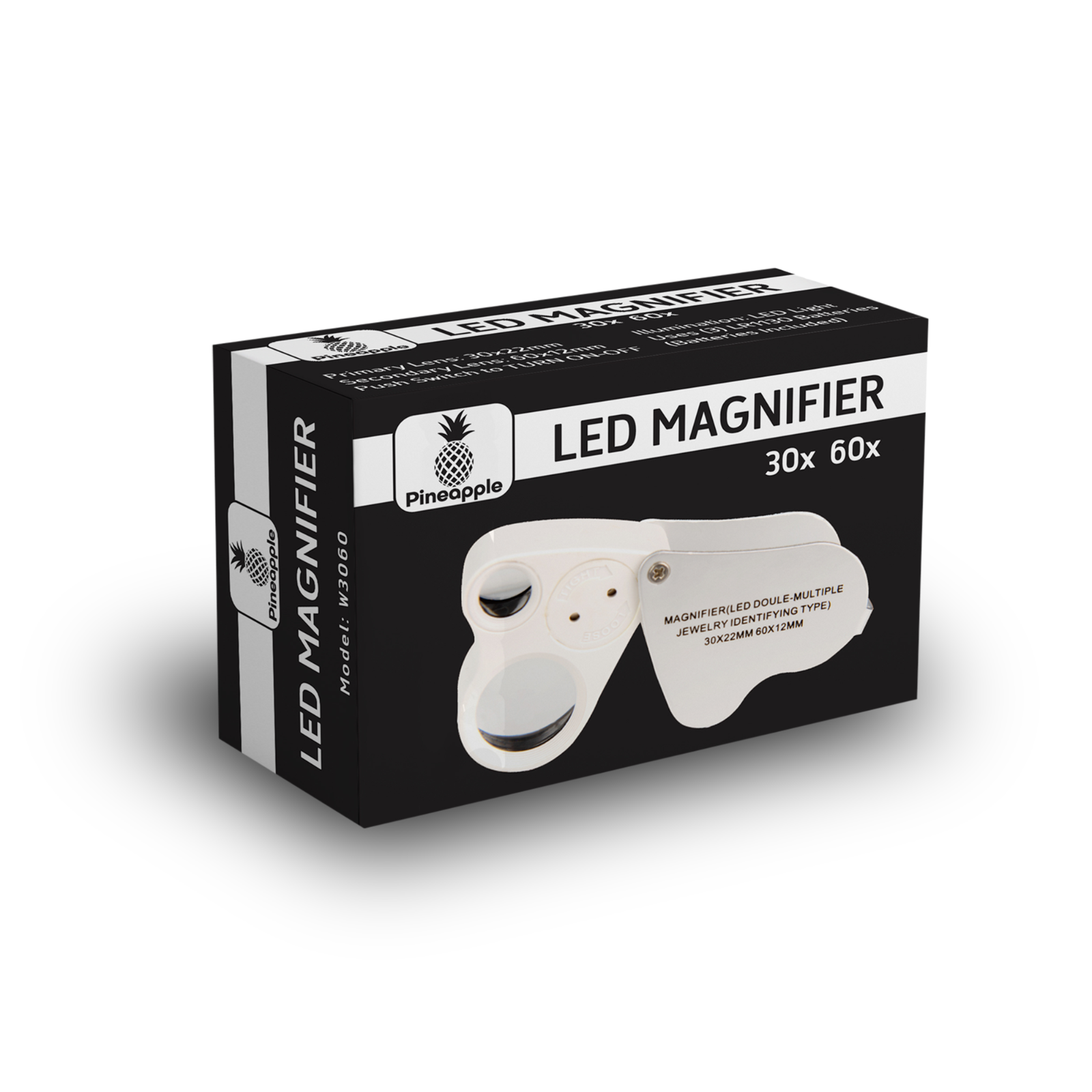 Magnifying Glass Light 30X 60X Jewelers Loupe Loop Eye Magnifier Coin ...