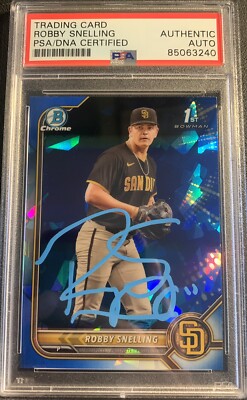 ROBBY SNELLING Signed 2022 Bowman Draft Chrome Sapphire Auto Psa Padres ...