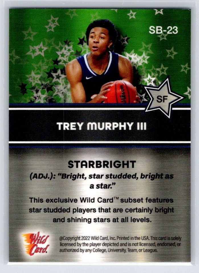 Trey Murphy III - 2022 Wild Card Alumination - Green Starbright Insert ...