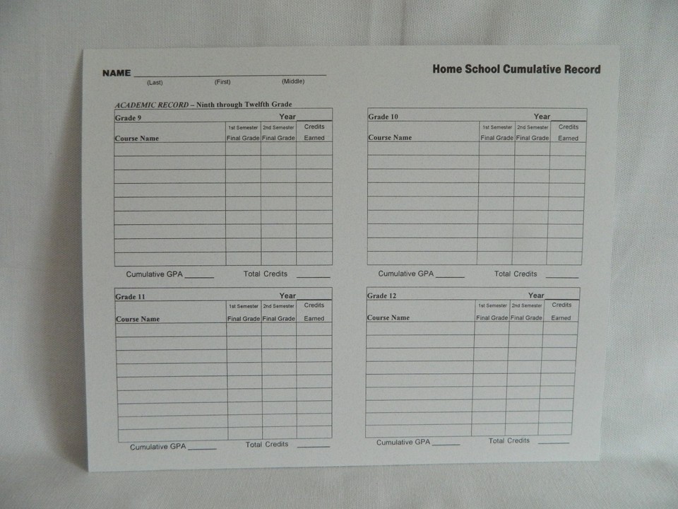 Transcript Cumulative Folders, Pk of 25, Use w. Record keeping & Grades ...
