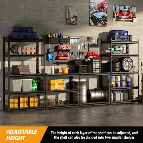 Heavy Duty Muscle Rack Garage Steel Storage 5 Shelf Adjustable Shelves ...