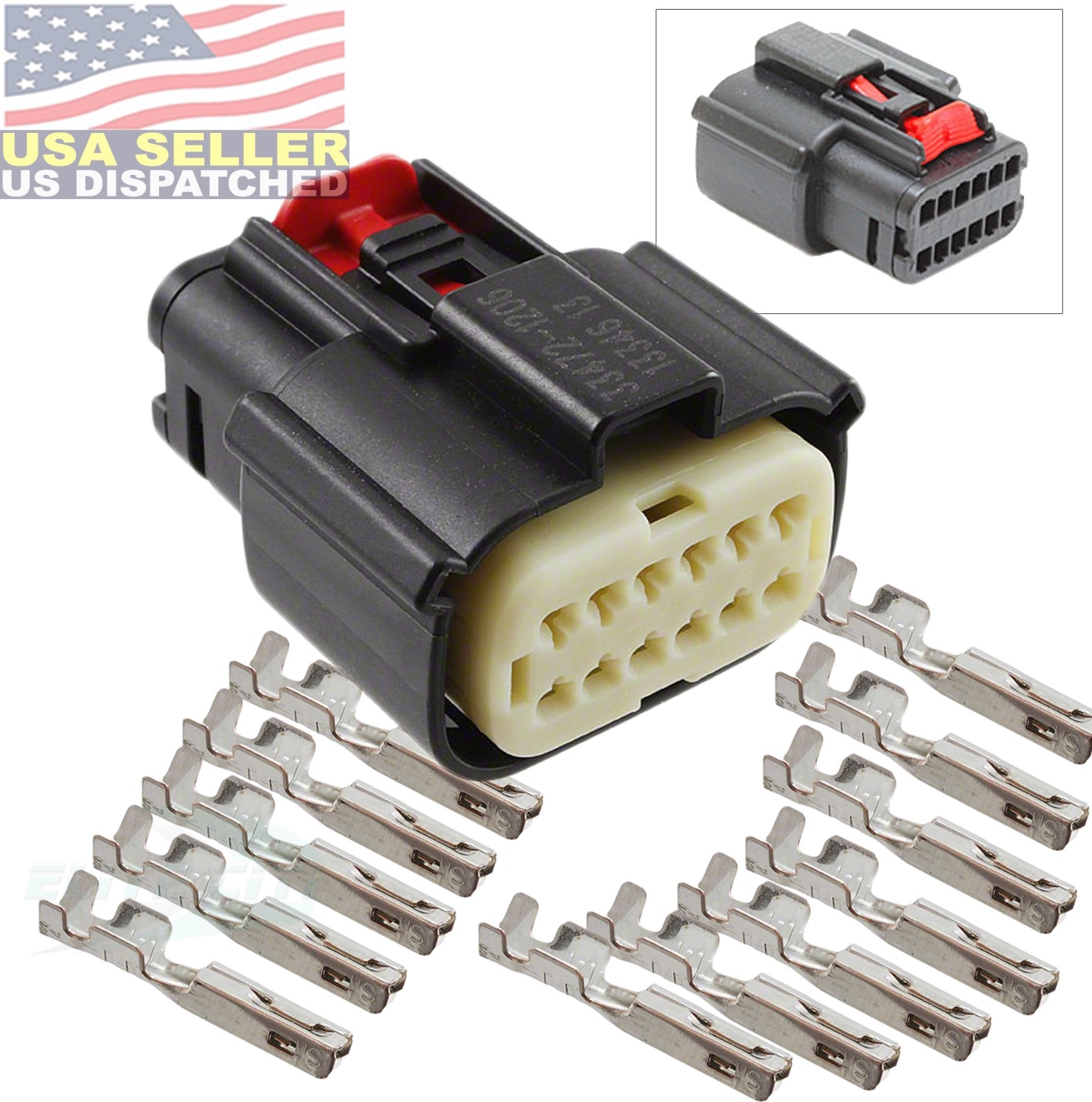 Molex 12 Pin Wire Connector, Harley BLACK Waterproof, Sealed Kit, MX150 ...