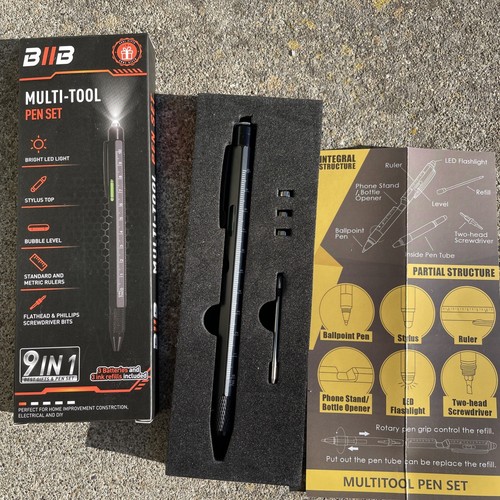 BIIB 9 in 1 Multitool Pen, Gift for Home Improvement, Construction, DIY ...