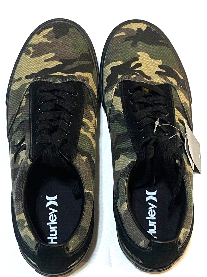 Hurley Men's Casual Canvas Sneakers Shoes Black Green Tan Camo Lace Up ...