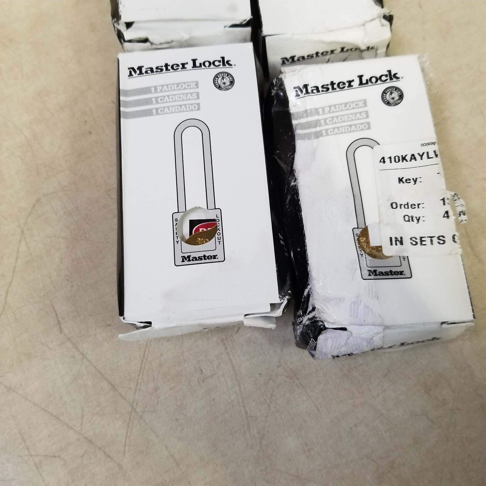 Lot of 4 - Master Lock 410KAYLW Lockout Padlock KA Yellow 1-3/4 Safety ...