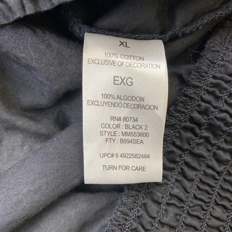 Miley Cyrus Top Womens XL Black Sheer Embroidered Peasant Blouse ...