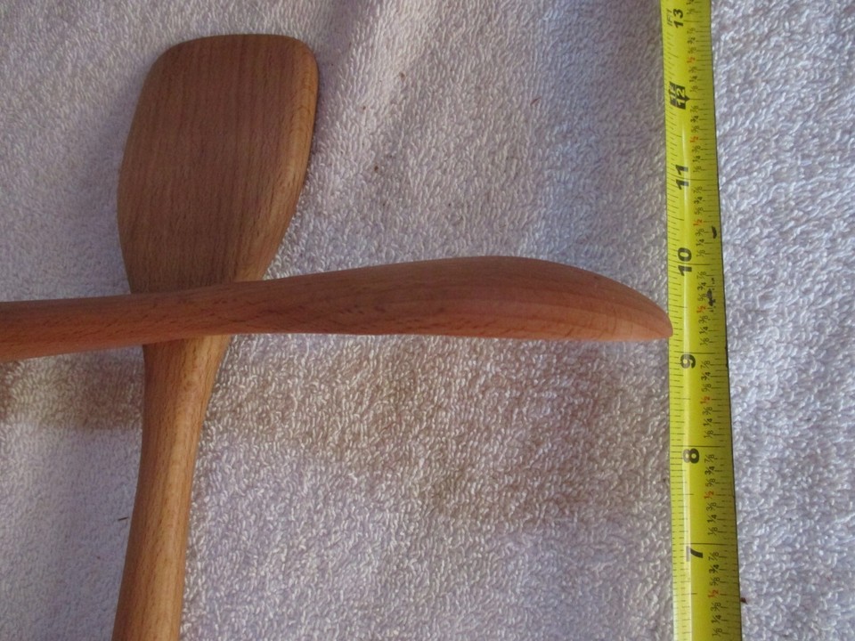 2 Piece Kitchen Beech Wood Utensil Set - Large Comfortable Handle NICE ...