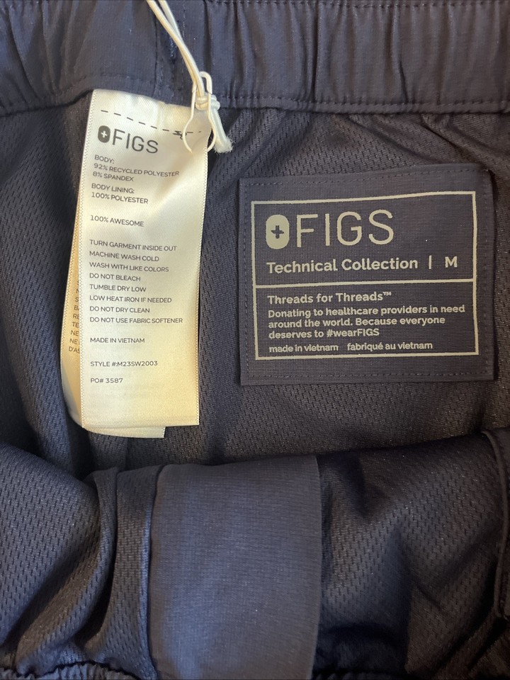 FIGS Cairo FreeX Lined Cargo Scrub Pants Men's Sz Medium Navy Blue NWT ...