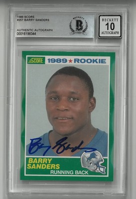 Barry Sanders Autographed 1989 Score Rookie Card BAS 10 Auto | eBay