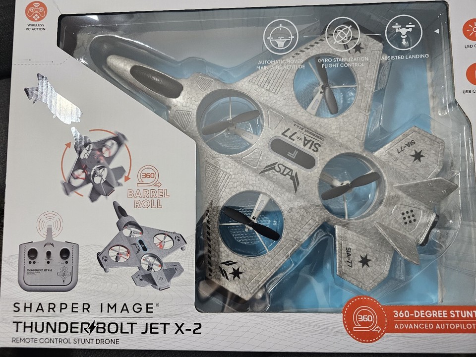Sharper Image Toy RC Thunderbolt Jet X-2 Stunt Drone Lightweight Foam ...
