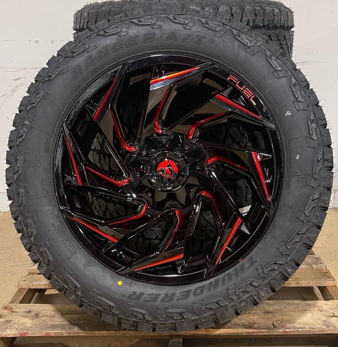 20x9 Fuel D755 Reaction Red Wheels Rims 32" AT Tires 6x5.5 2021 Ford ...