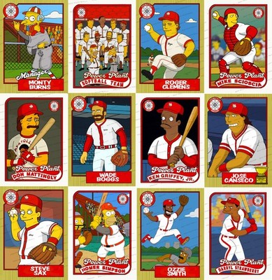 Simpsons Softball Team Custom Trading Cards - Complete 12 Card ...