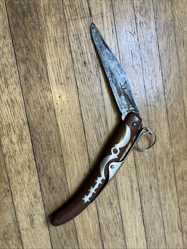 OKAPI Knife Made In South Africa VTG Moon Stars Keyring Lockback Wood ...