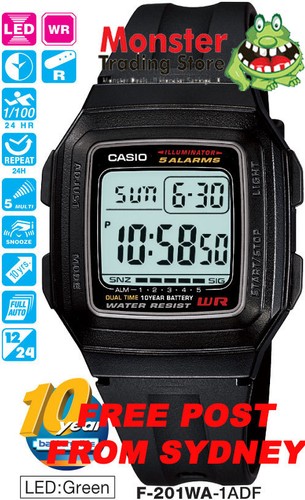 CASIO WATCH F201 F201WA F-201WA-1AD F91 F-91 ALARM 12-MONTH WARANTY | eBay