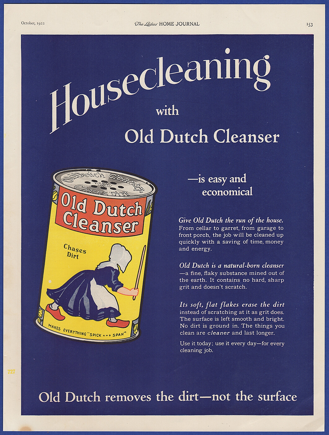 Vintage 1922 OLD DUTCH Cleanser Powder Polish Housecleaning 1920's ...