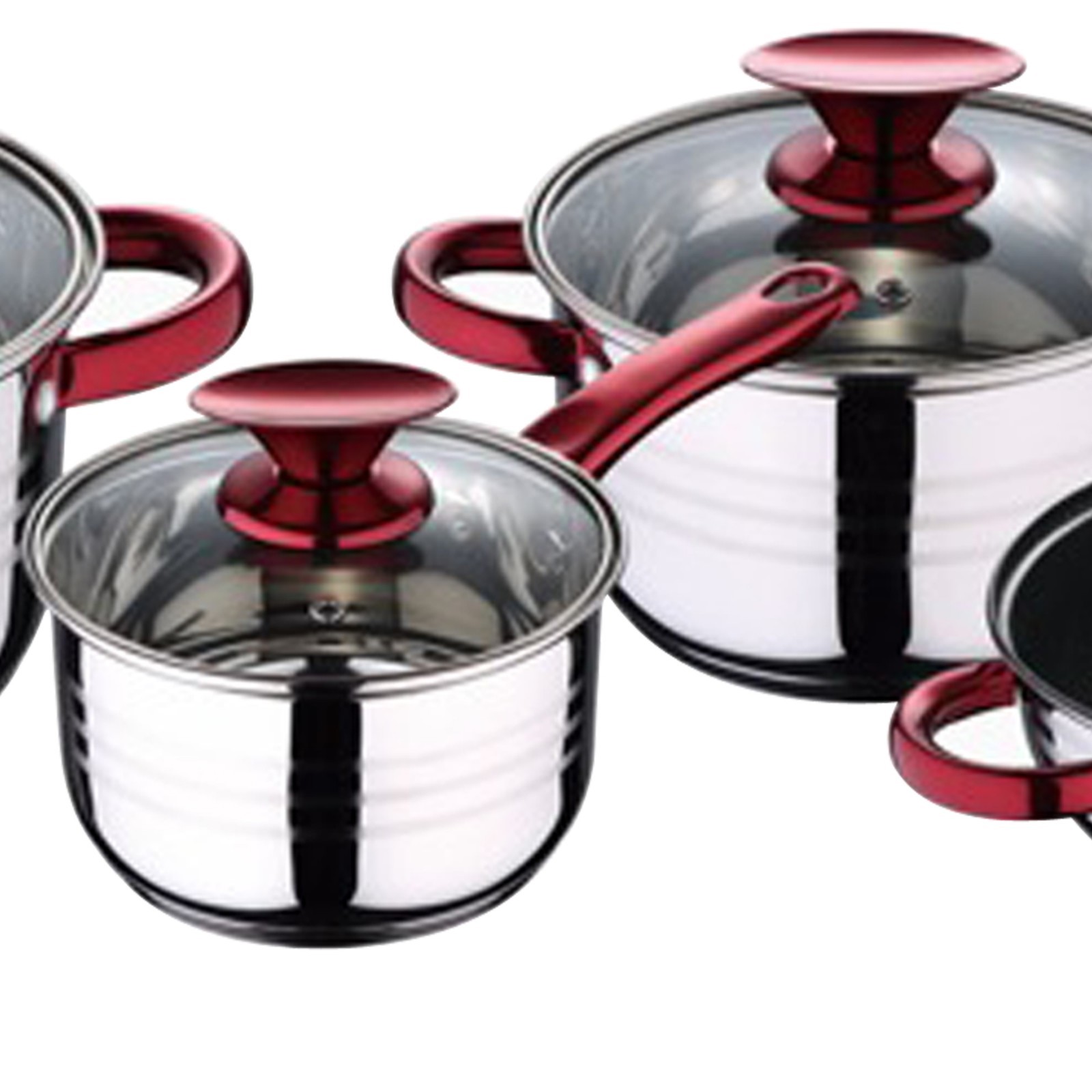 7 Pcs Induction Hob Stainless Steel Saucepan Casserole Pot Cookware ...