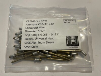 CR2249-5-2 (Alt: CR2249-5-02), Cherrlock Rivet, 50/pk, New Surplus | eBay