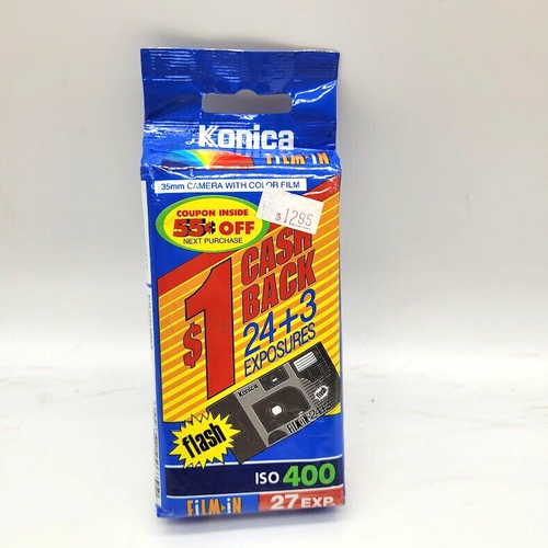 VTG Konica 35mm Disposable Camera Color Film ISO400 27EXP Film In Flash ...