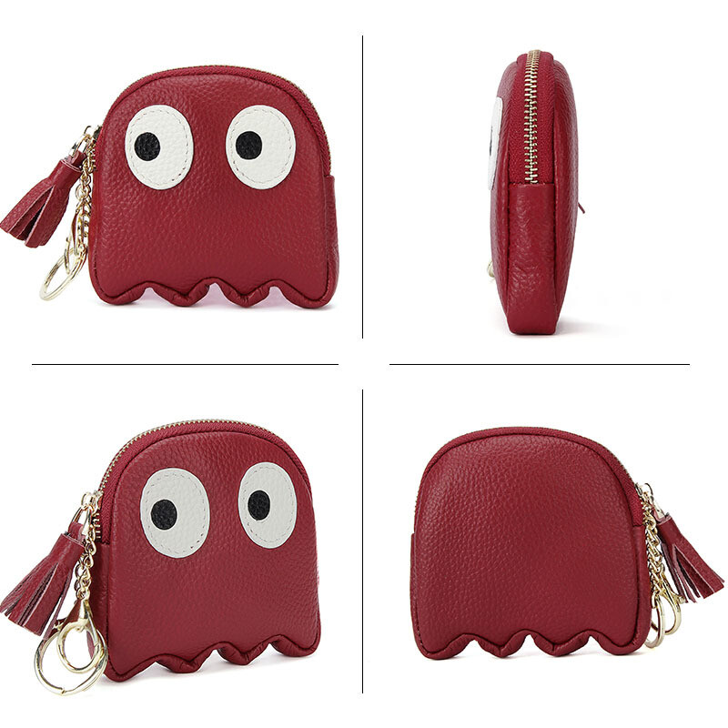 Cartoon Ghost Cute Genuine Leather Coin Purse Mini Change Pouch with ...
