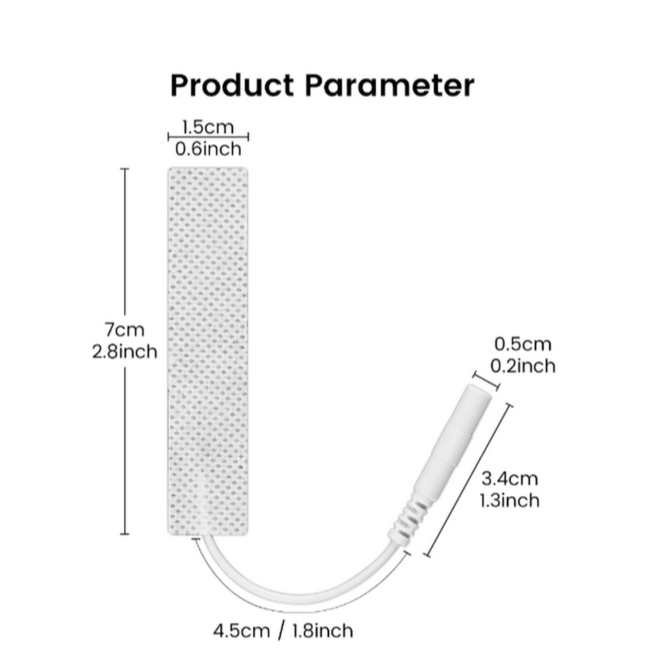8 Strip Non Woven Electrodes 1.5cm x7cm with Pin Style Connection 2mm ...