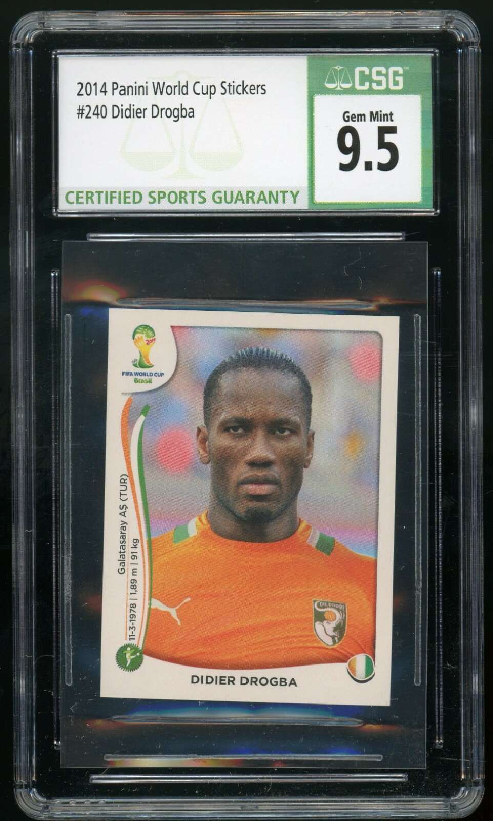 DIDIER DROGBA 2014 Panini World Cup Stickers #240 Ivory Coast CSG 9.5 ...