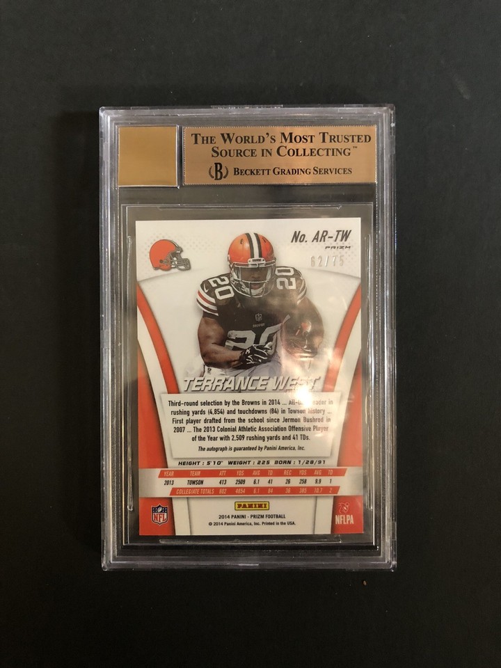 Terrance West BGS 9.5 2014 Panini PRIZM #202 RC Auto #/75 Cleveland ...