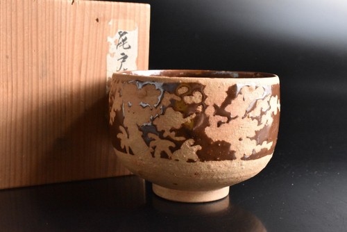 S4518: Japanese Odo-ware Flower painting TEA BOWL Green tea tool w ...