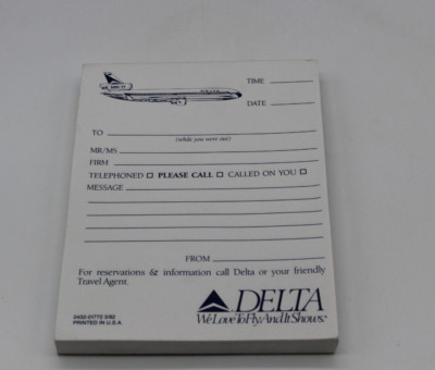 DELTA AIRLINES "We Love To Fly And It Shows" Phone Messages Pad | eBay