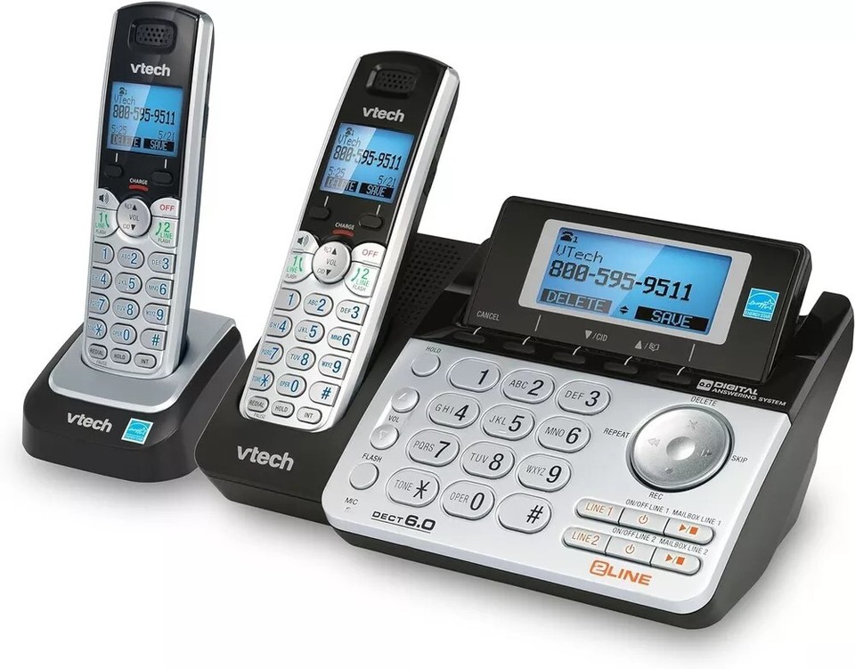 VTech 2-Line Cordless Phone System with Answering Machine & Mailbox 2 ...