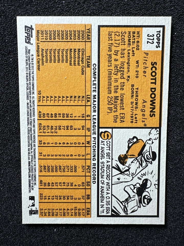 SCOTT DOWNS #372 2012 Topps Heritage Baseball QTY Los Angeles Angels | eBay