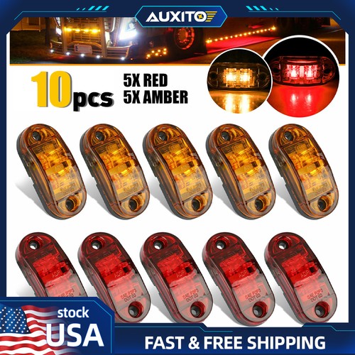 5 5 + LED Red Truck Car RV Trailer Oval Clearance Marker Light Side Kit ...