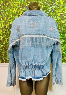 Brand New Bling Jean Jacket Bling Stars Rockstar Jacket XL Womens ...