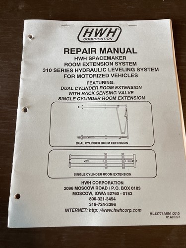 HWH 310 Series Spacemaker LEVELING SYSTEM SERVICE MANUAL MOTORHOME Book ...